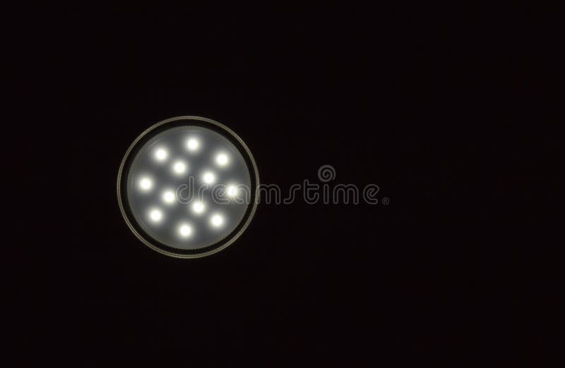 Round Led Lamp on Dark Background, Dim Light Stock Image - Image of ...