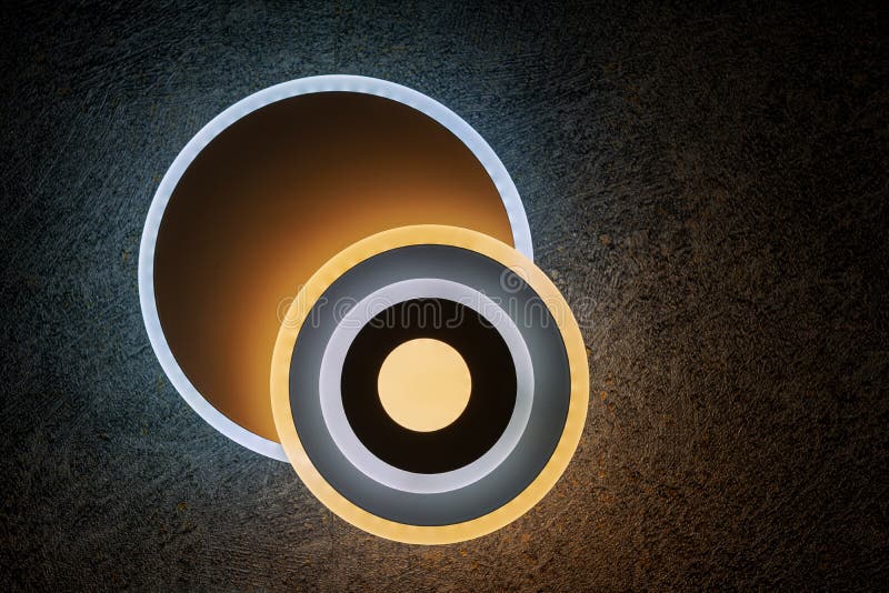 Round LED Wall Lights on a Dark Background Stock Photo - Image of ...