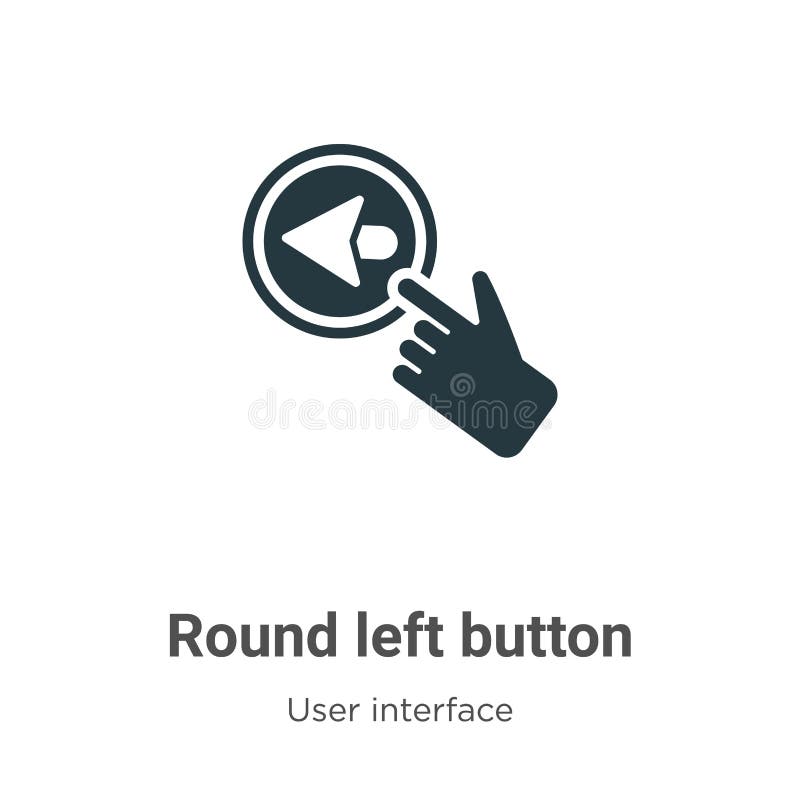 Round Left Button Vector Icon on White Background. Flat Vector Round ...