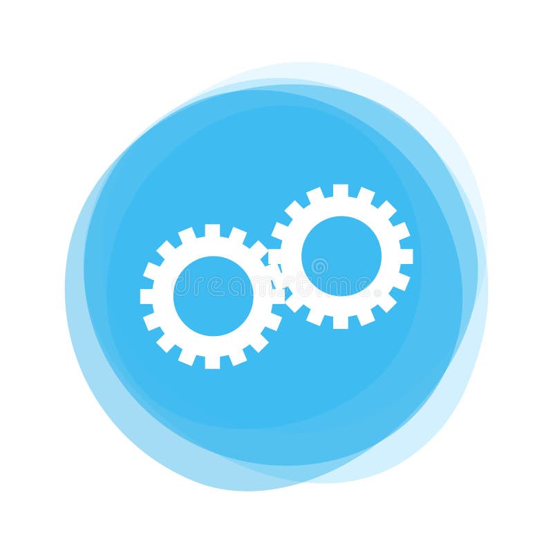 White Cogwheels on Blue Button Stock Illustration - Illustration of ...