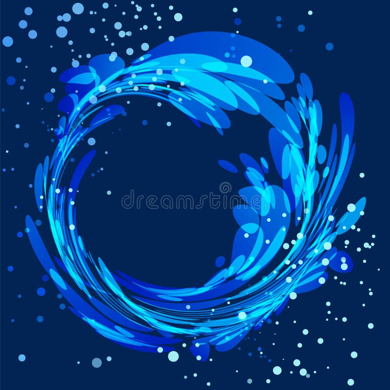 Round Light Blue Composition on Dark Blue Background Stock Vector ...