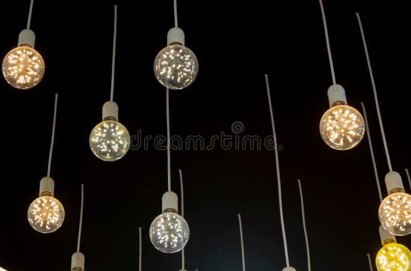 Round Light Bulbs for Illumination at Night. Stock Image - Image of ...