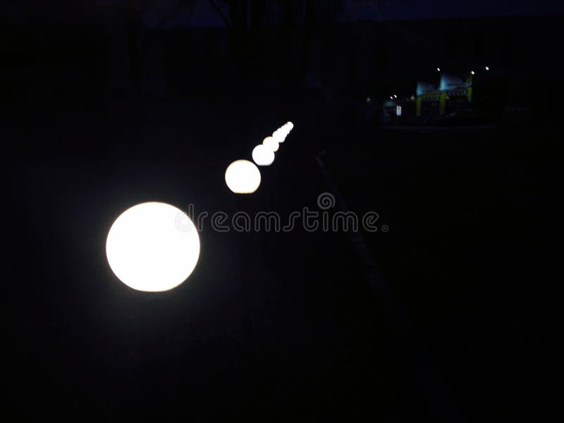 Round Lights for Outdoor Lighting at Night Stock Image - Image of ...