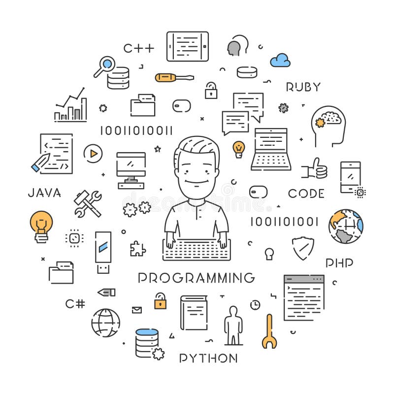 Round Line Concept for Programming or Coding Stock Illustration ...