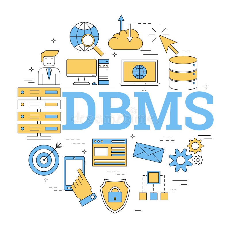Round Linear Concept of DBMS Stock Vector - Illustration of design ... Round Linear Concept of DBMS Stock Vector - Illustration of design ...