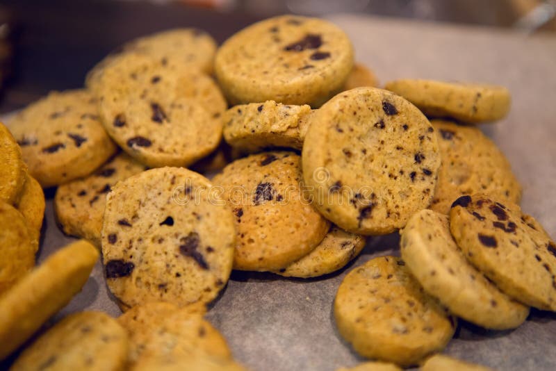 Round Little Cookies with Chocolate Stock Image - Image of cookies ...