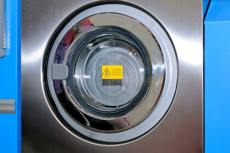 Round Loading Hatch of the Industrial Washing Machine Stock Photo ...