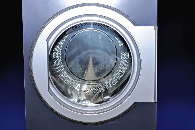 Round Loading Hatch of the Industrial Washing Machine Stock Photo ...