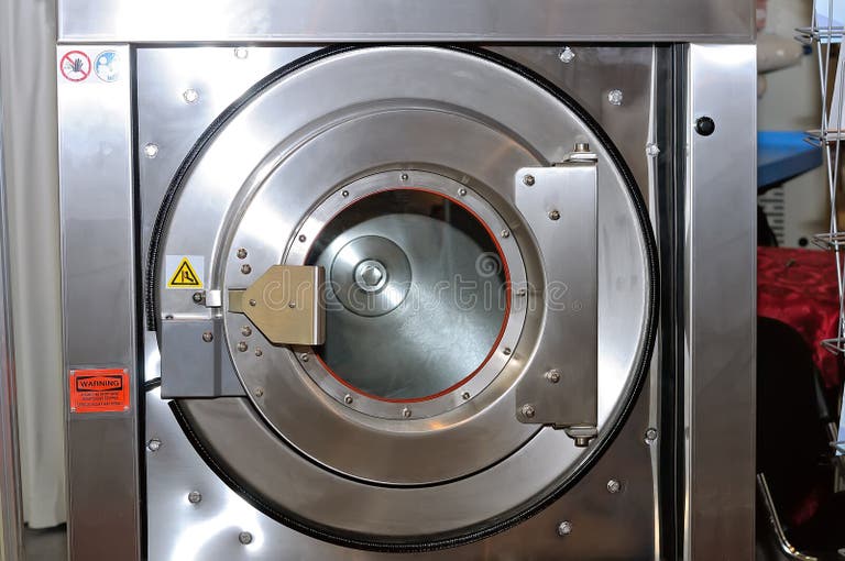 Round Loading Hatch of the Industrial Washing Machine Stock Photo ...