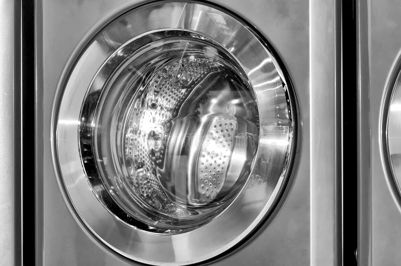 Round Loading Hatch of the Industrial Washing Machine in the Shop Stock ...