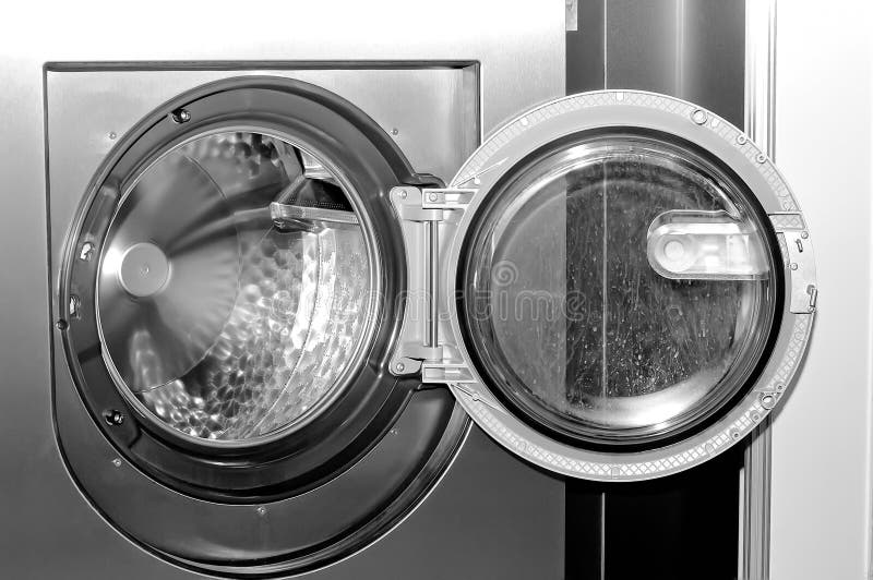 Round Loading Hatch of the Industrial Washing Machine Stock Photo ...