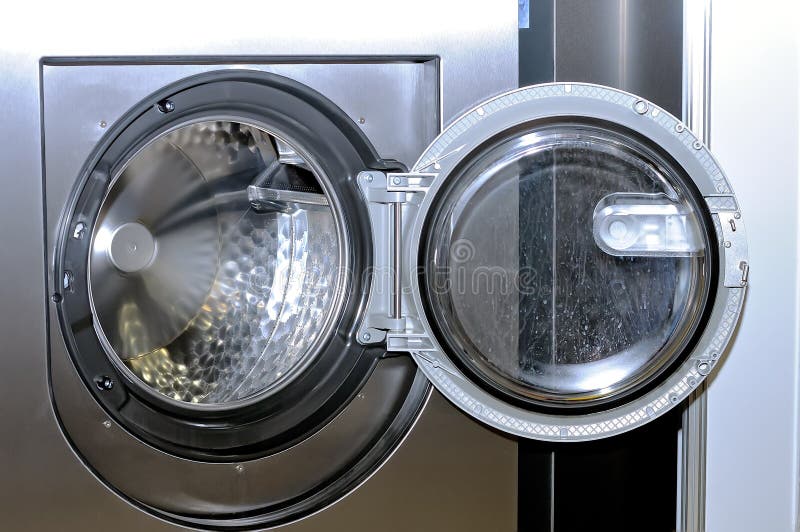 Round Loading Hatch of the Industrial Washing Machine Stock Image ...