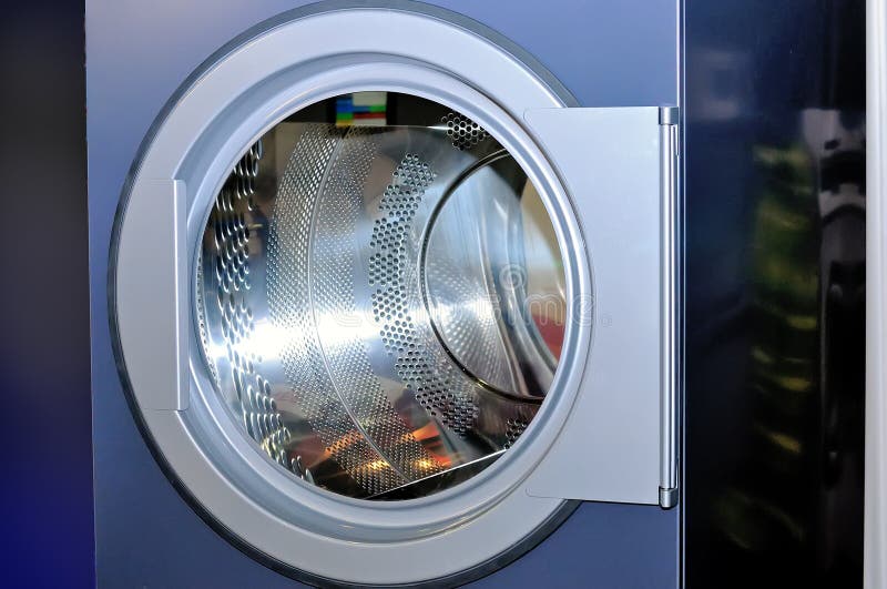 Round Loading Hatch of the Industrial Washing Machine Stock Photo ...