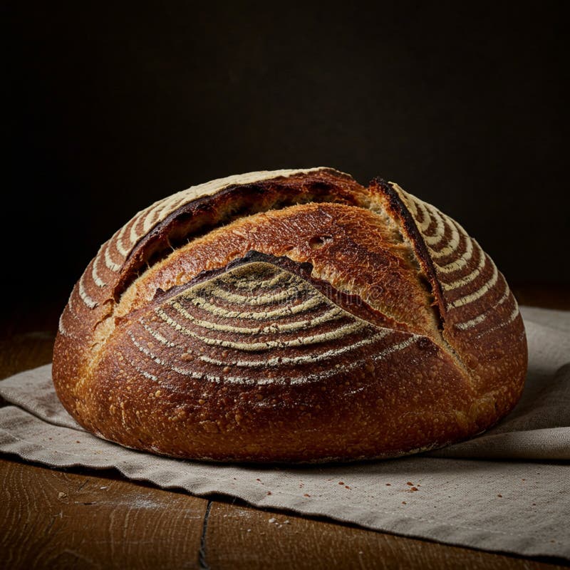 A Round Loaf of Artisanal Bread with a Crispy, Golden-brown Crust ...