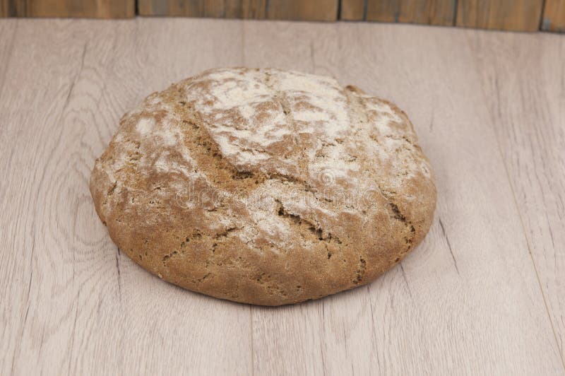 Round Loaf of Freshly Backed Sourdough Bread, with Copy Space Stock ...
