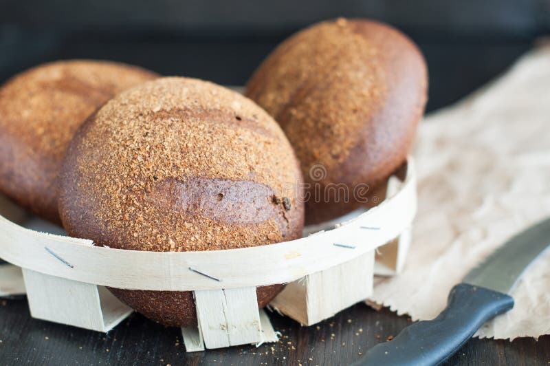 Round Loaf of Homemade Brown Wheat Bread Stock Photo - Image of ...
