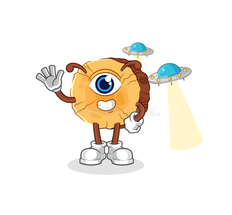 Round Log Alien Cartoon Mascot Vector Stock Illustration - Illustration ...