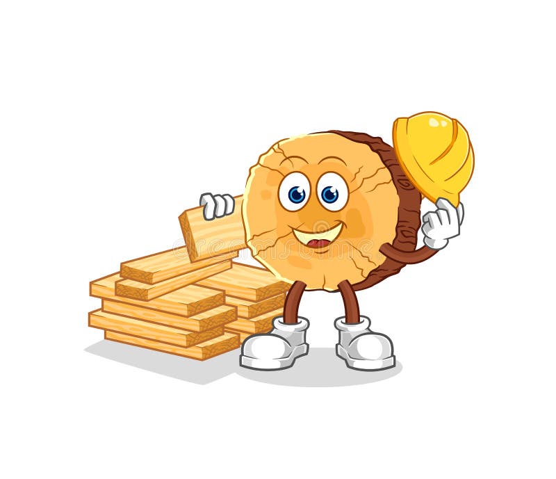 Round Log Builder Vector. Cartoon Character Stock Vector - Illustration ...