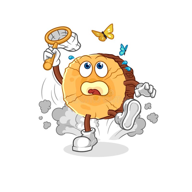 Round Log Catch Butterfly Illustration. Character Vector Stock Vector ...