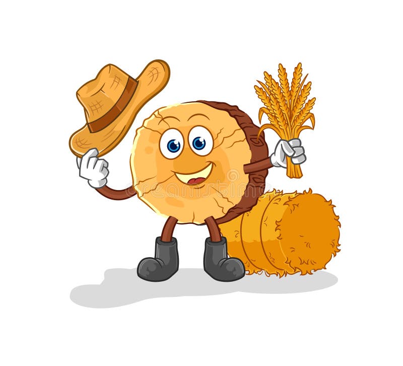 Round Log Farmer Mascot. Cartoon Vector Stock Vector - Illustration of ...