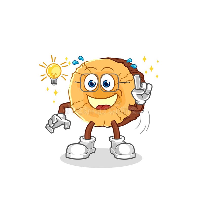 Round Log Got an Idea Cartoon. Mascot Vector Stock Vector ...