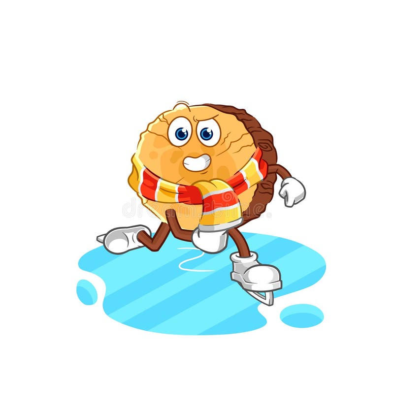 Round Log Ice Skiing Cartoon. Character Mascot Vector Stock Vector ...