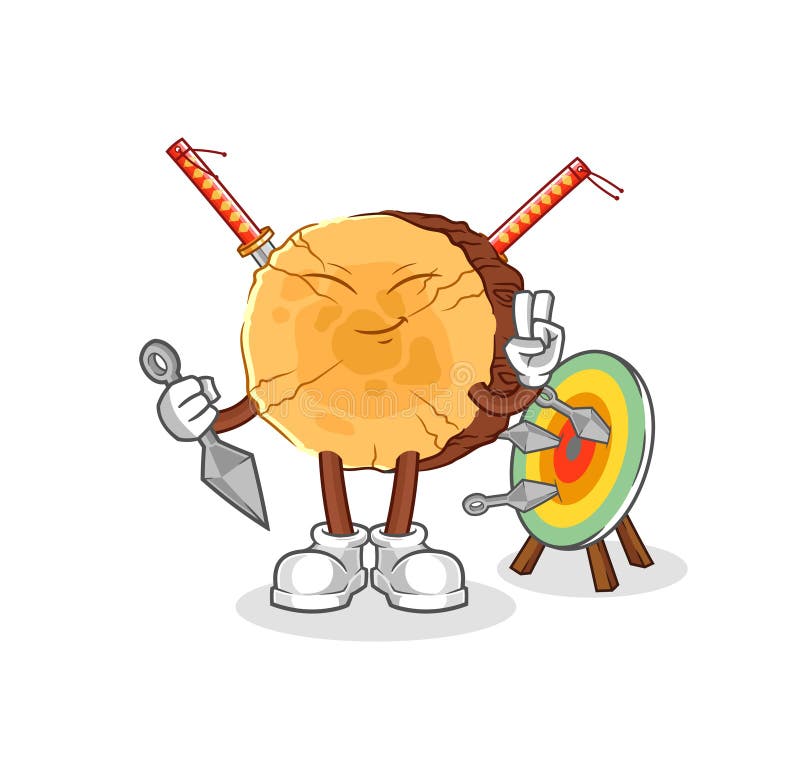 Round Log Ninja Cartoon. Character Vector Stock Vector - Illustration ...