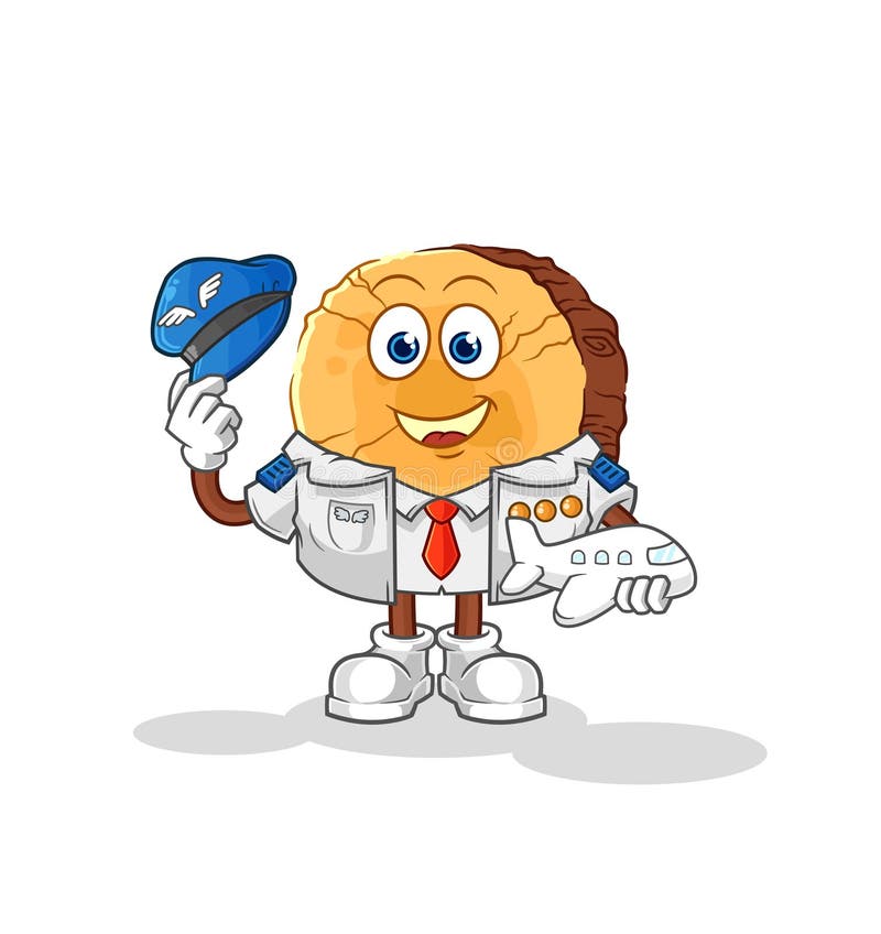 Round Log Pilot Mascot. Cartoon Vector Stock Vector - Illustration of ...