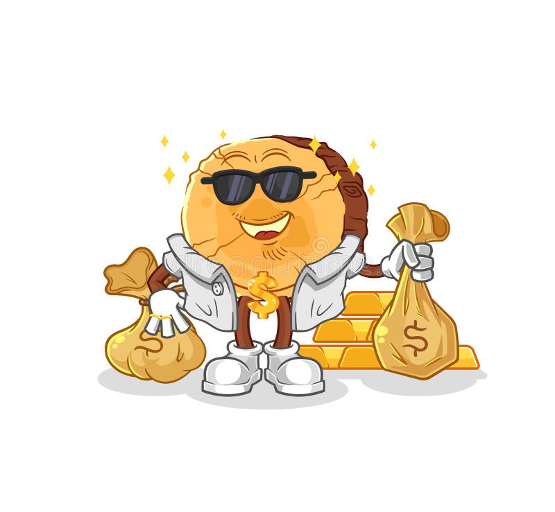 Round Log Rich Character. Cartoon Mascot Vector Stock Vector ...