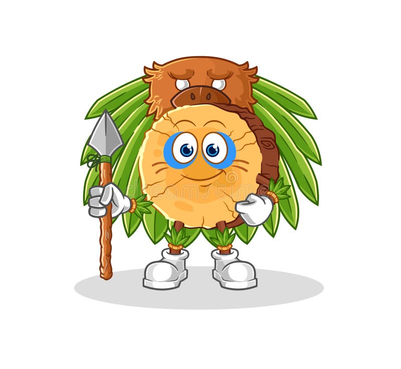 Round Log Tribal Man Mascot. Cartoon Vector Stock Vector - Illustration ...