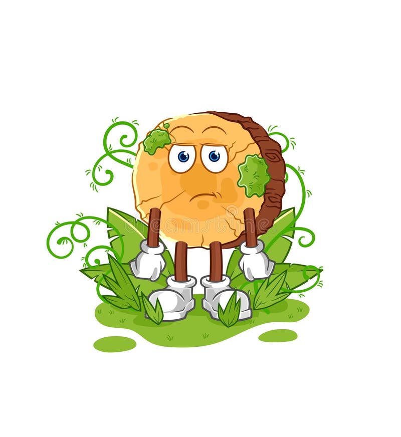 Round Log Waiting Too Long Mascot. Cartoon Vector Stock Illustration ...