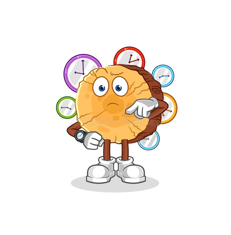 Round Log with Wristwatch Cartoon. Cartoon Mascot Vector Stock Vector ...
