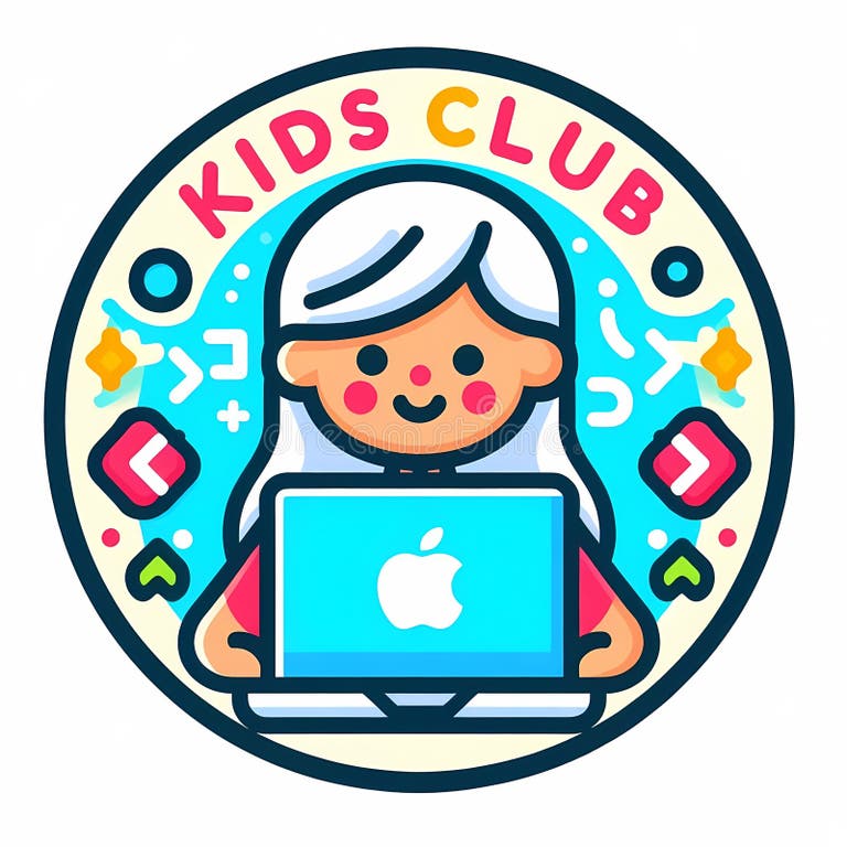 Round Logo for Kids Programming Club with Laptop and Code Elements ...