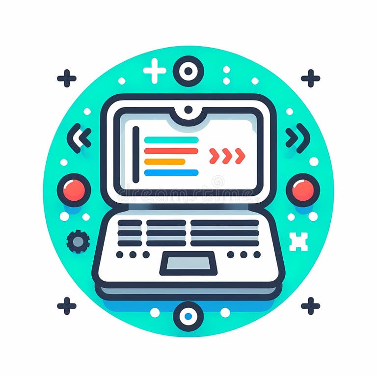 Round Logo for Kids Programming Club with Laptop and Code Elements ...