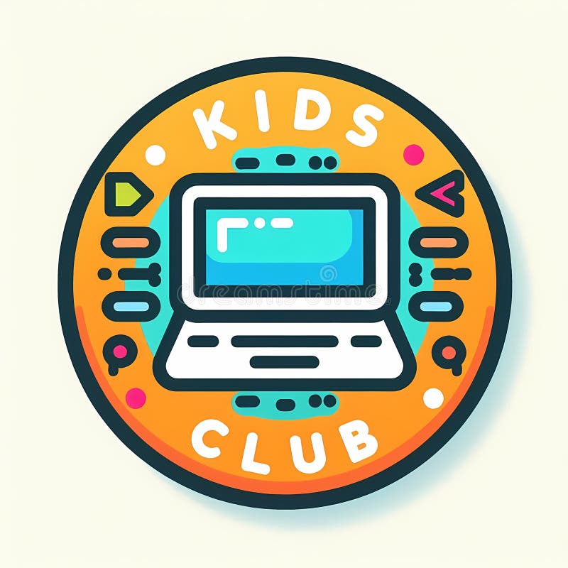 Round Logo for Kids Programming Club with Laptop and Code Elements ...