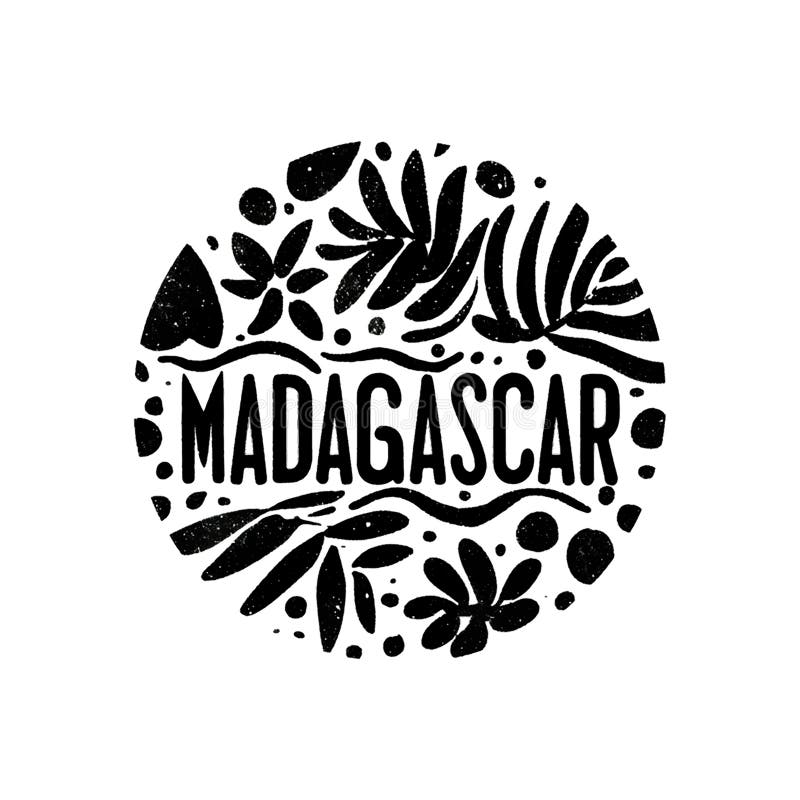 A Round Logo with a Leafy Design and the Word Madagascar Written in a ...