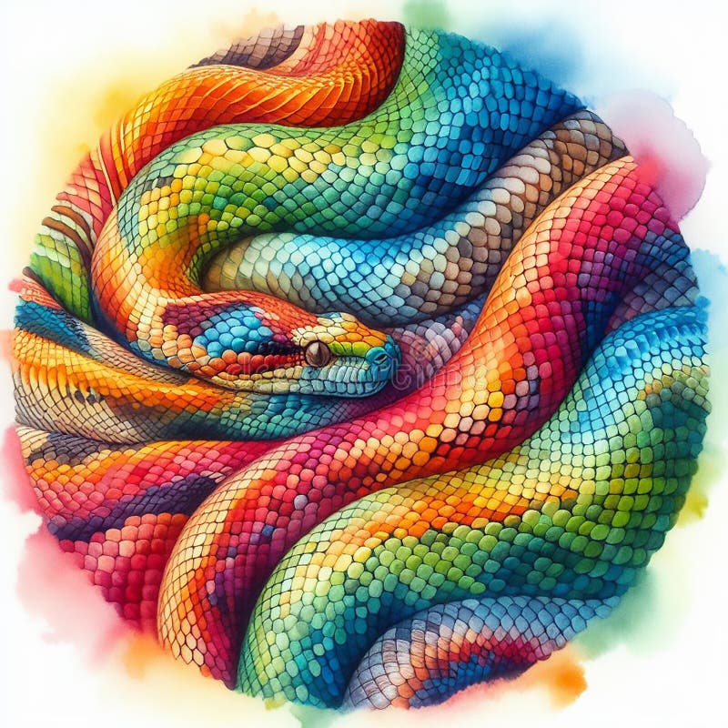 Round Logo with Multi-colored Snake Stock Illustration - Illustration ...