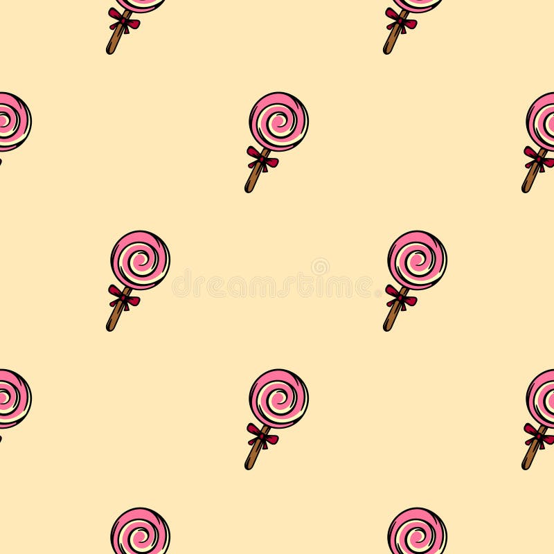 Round Lollipop with a Spiral Design. Vector Seamless Pattern Stock ...