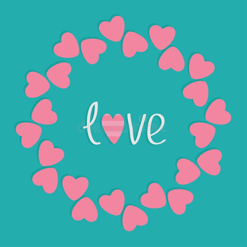 Round Love Frame with Pink Hearts. Flat Design Style Stock Vector ...