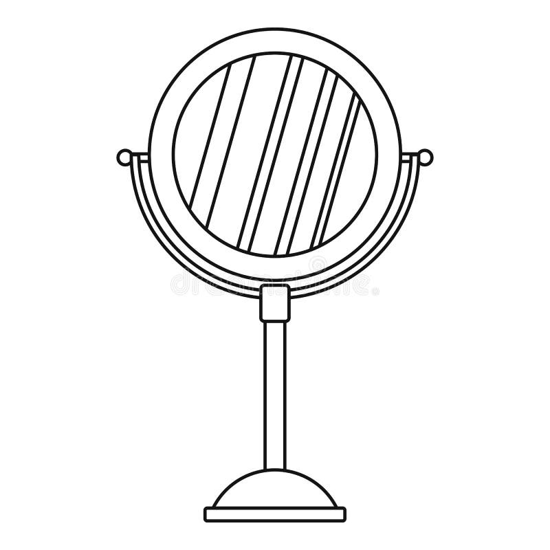 Round Make Up Mirror Icon, Outline Style Stock Vector - Illustration of ...