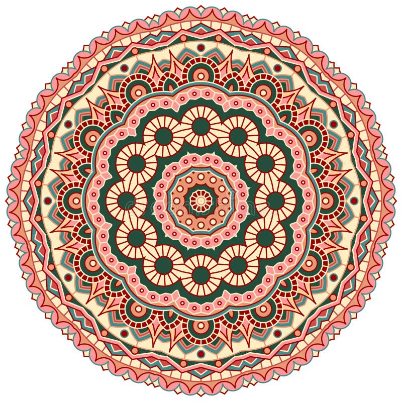 Round Mandala with Floral Pattern. Black and White Coloring Page Stock ...