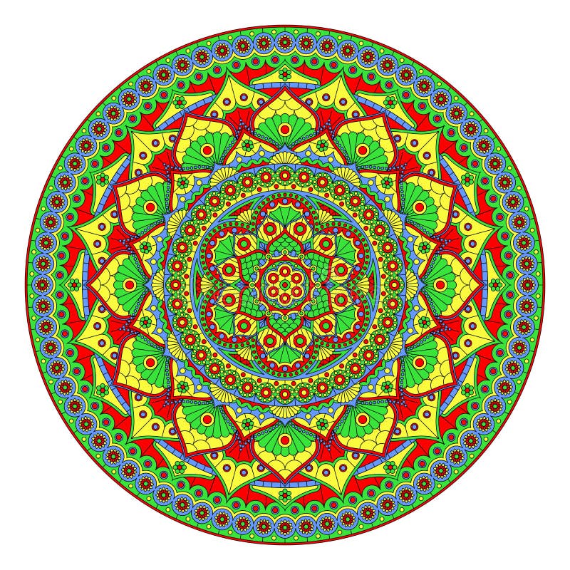Round Mandala with a Bright Pattern Isolated on White Background ...