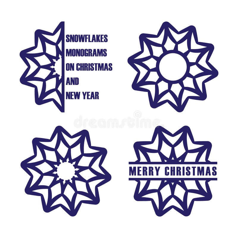 Round Mandala in the Form of a Snowflake and Three Types of Monogram ...