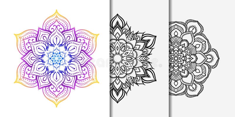 Round Mandala Gradient for Coloring Book Page Antistress Stock Vector ...