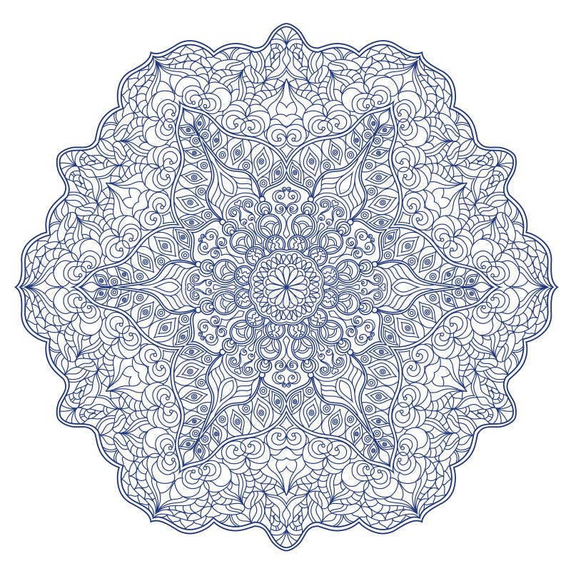 Round Mandala Pattern with Hand-drawn Decorative Elements. Stock Vector ...