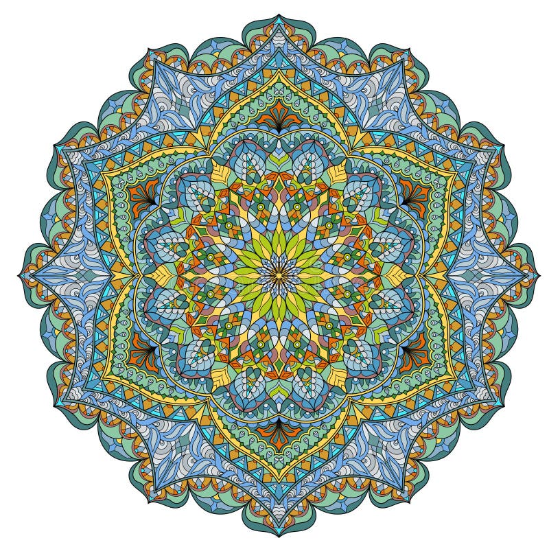 Round Mandala Pattern with Hand-drawn Decorative Elements. Stock Vector ...