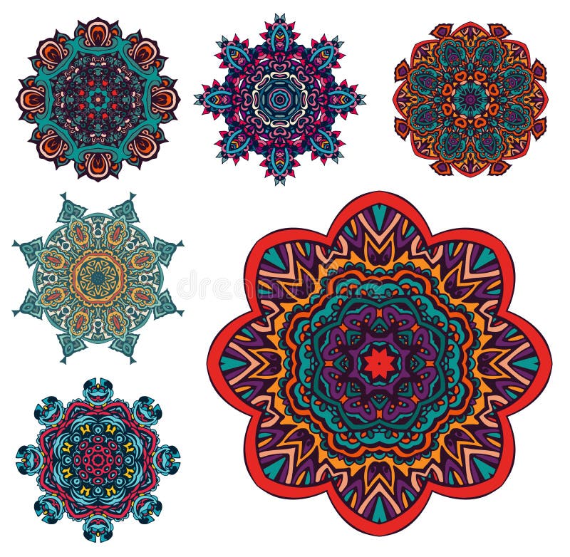 Round mandala set stock vector. Illustration of black - 83960805