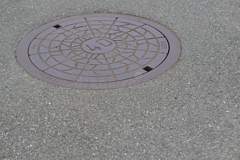 Round Manhole Cover with Spider Web Design Stock Image - Image of cover ...