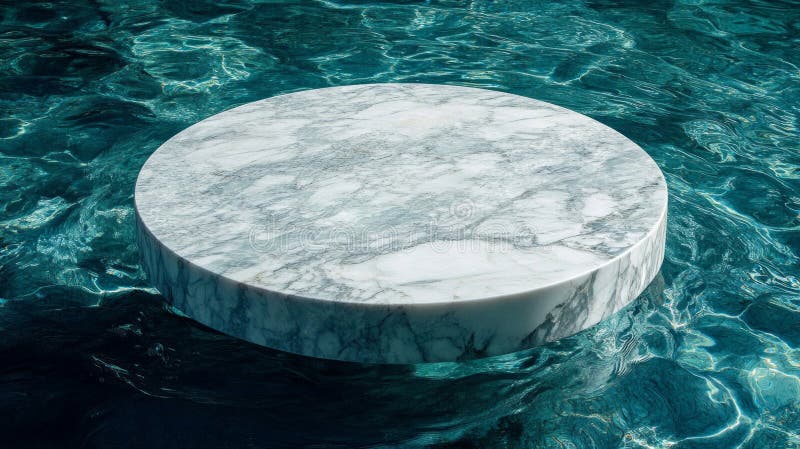 Round Marble Platform Floating on Teal Water Stock Illustration ...