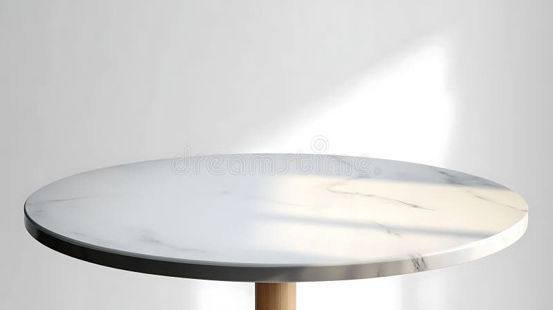 Round Marble Table Top with Abstract Shadows on White Wall Background ...